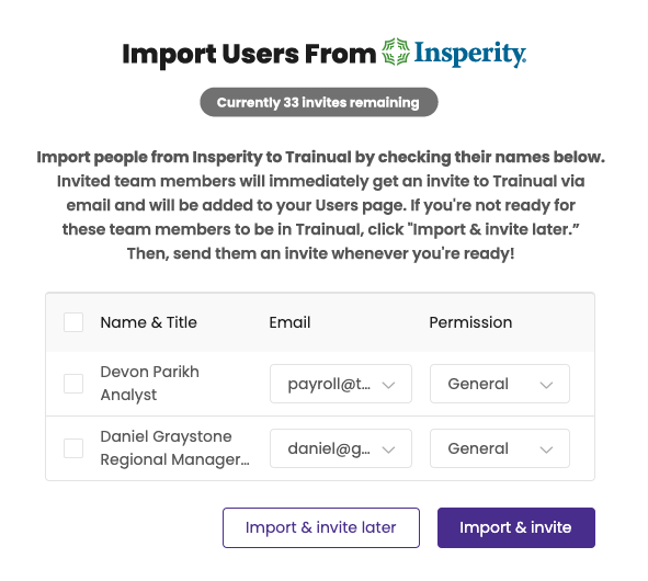 Trainual + Insperity Integration